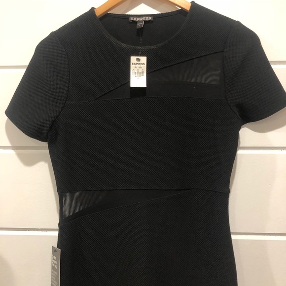 Express | Dresses | Express Fitted Back Mini Dress With Mesh Detail ...